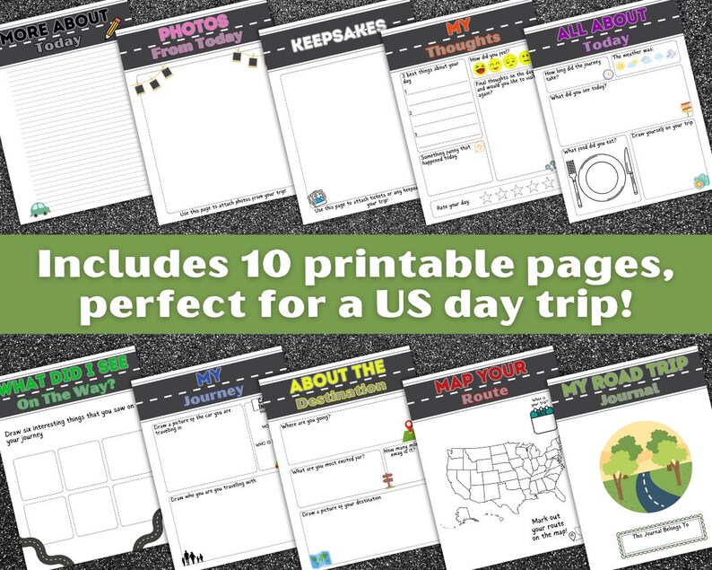 Kids Road Trip Journal Printable Kids Travel Journal Summer Road Trip ...