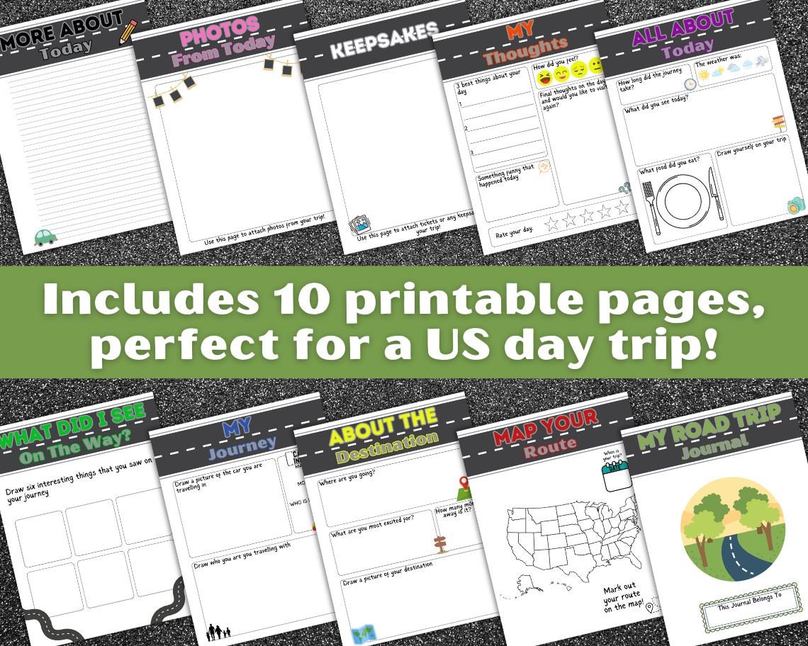Kids Road Trip Journal Printable Kids Travel Journal Summer Road Trip ...