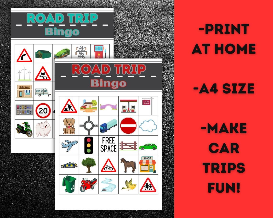Road Trip Bingo Printable Car Trip Scavenger Hunt for Kids Car Journey ...