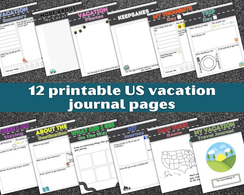 Kids Road Trip Bundle Printable Kids Travel Bingo Journal Summer ...