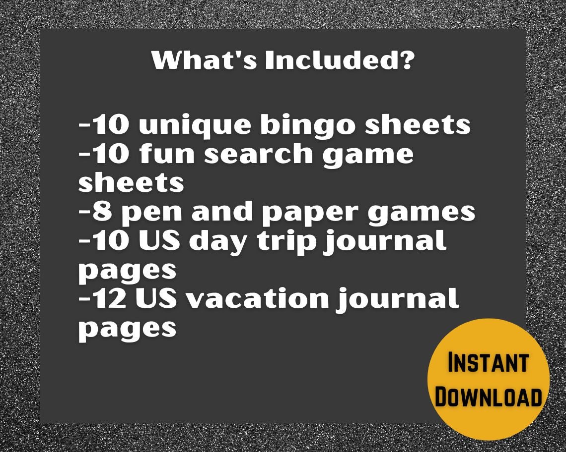 Kids Road Trip Bundle Printable Kids Travel Bingo Journal Summer ...