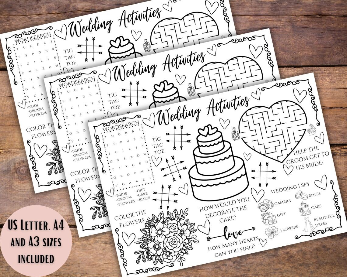 Kids Printable Wedding Activity Mat, Kids Wedding Placemat, Wedding ...