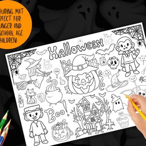 Kids Halloween Colouring Mat Printable Halloween Coloring Sheet for ...