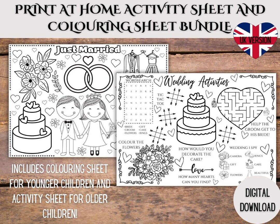 Kids Printable Wedding Activity Mat, Kids Wedding Placemat, Wedding ...