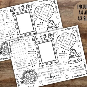 Kids Printable Wedding Vow Renewal Activity Mat, Kids Placemat Vows ...