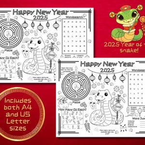 Kids Printable Chinese New Year Activity Sheet, Year of the Snake 2025 ...