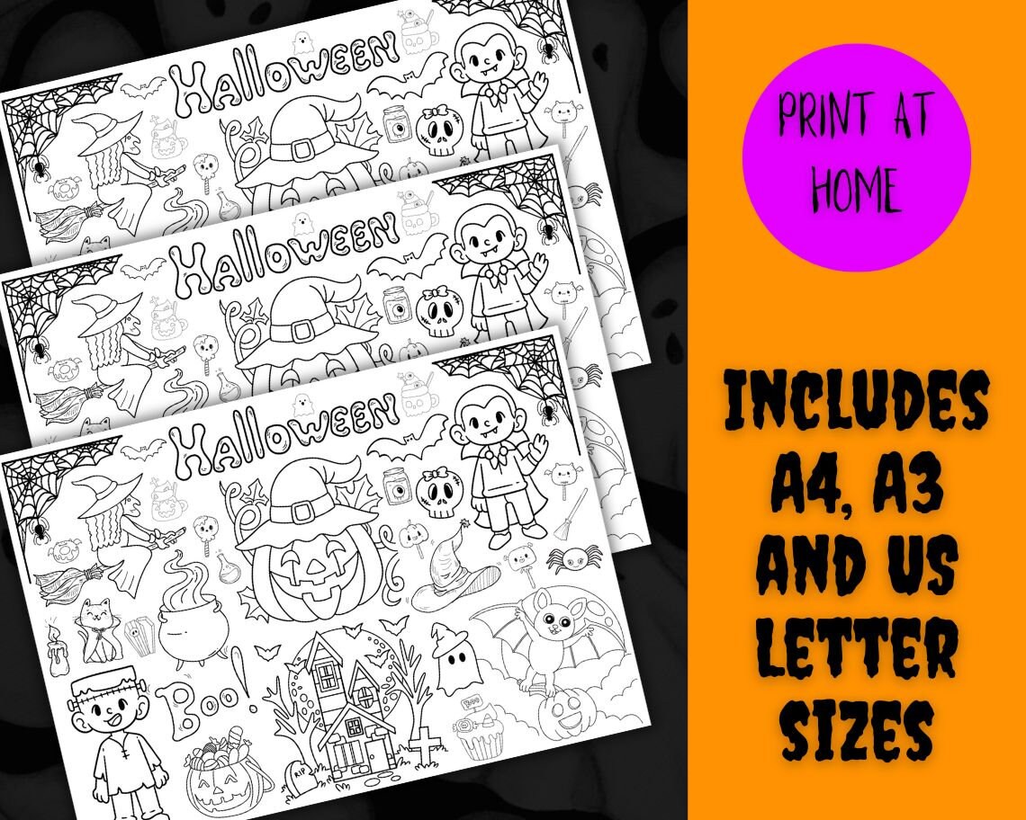 Kids Halloween Colouring Mat Printable Halloween Coloring Sheet for ...