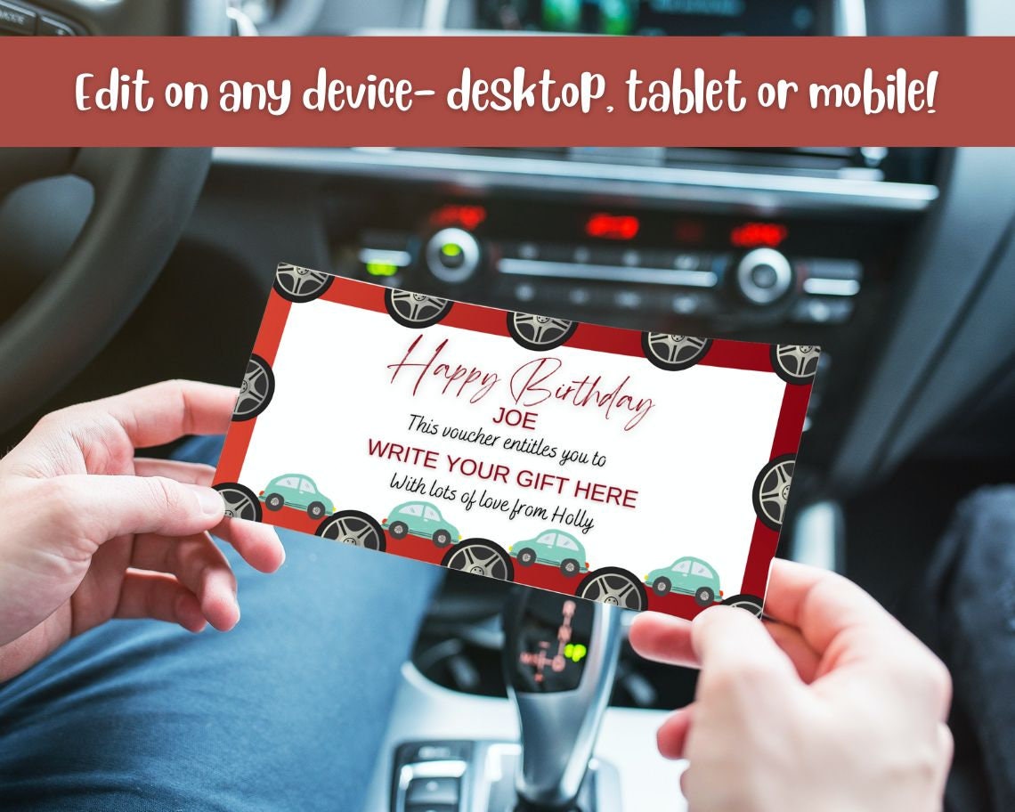 Editable Car Experience Gift Voucher Template, Dad Birthday Gift ...