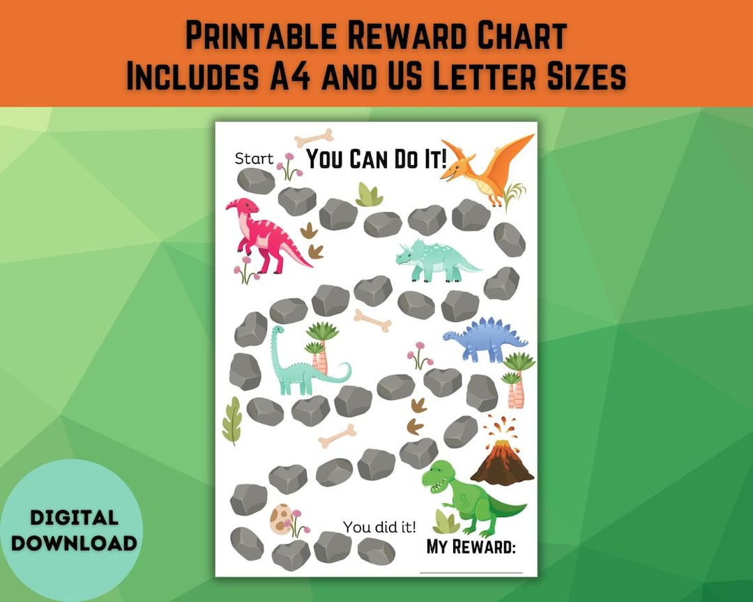 Dinosaur Reward Chart Printable Kids Good Behaviour Sticker Chart ...
