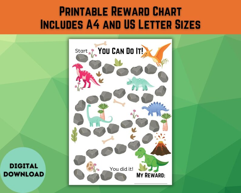 Dinosaur Reward Chart Printable Kids Good Behaviour Sticker Chart ...