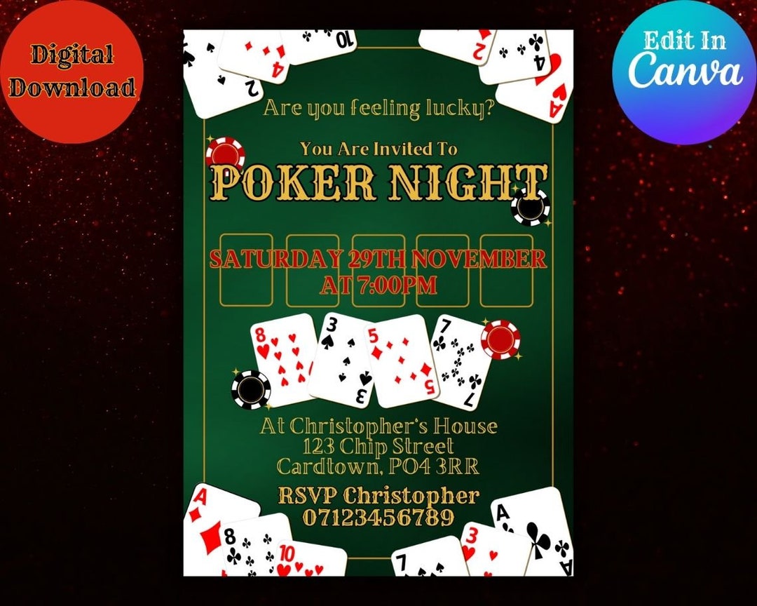 Poker Night Editable Invitation Poker Party Digital Invite Guys Night ...