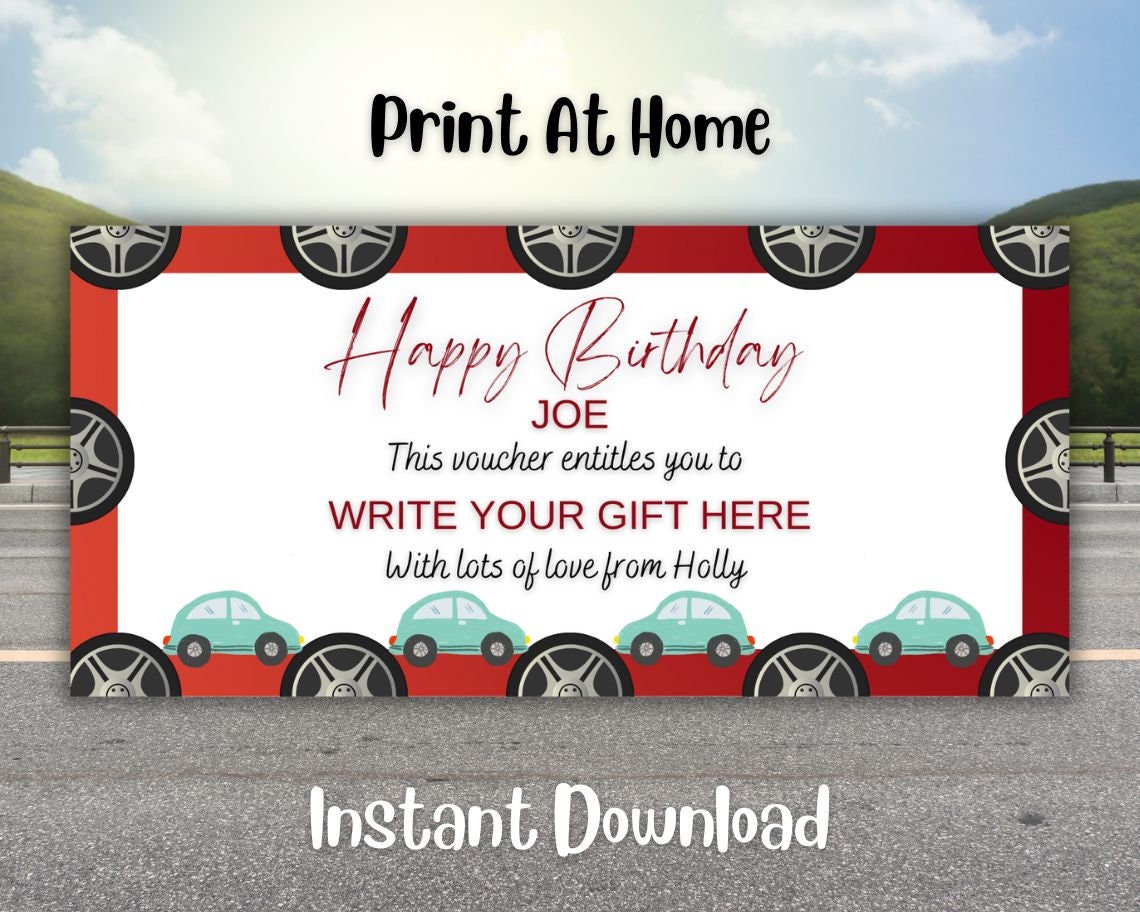 Editable Car Experience Gift Voucher Template, Dad Birthday Gift ...