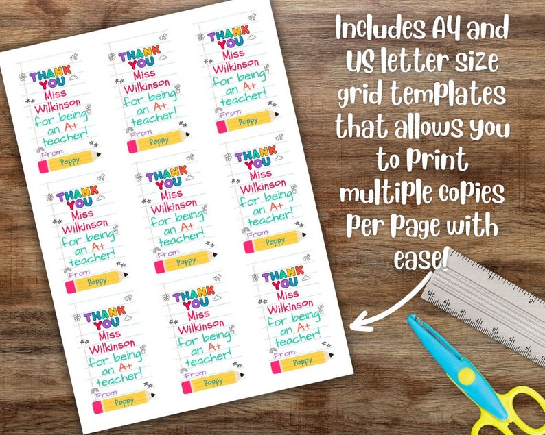 Editable Teacher Thank You Tag Printable Teacher Thank You - Etsy