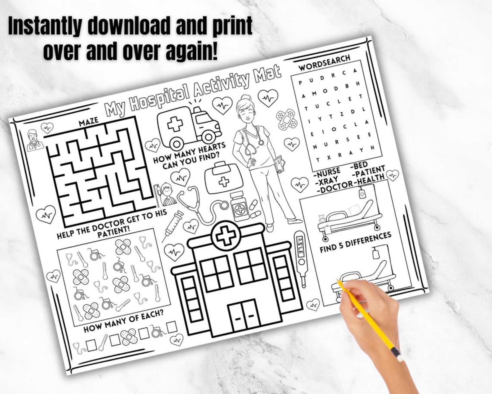 Printable Kids Hospital Activity Sheet Doctors Office Waiting Room ...