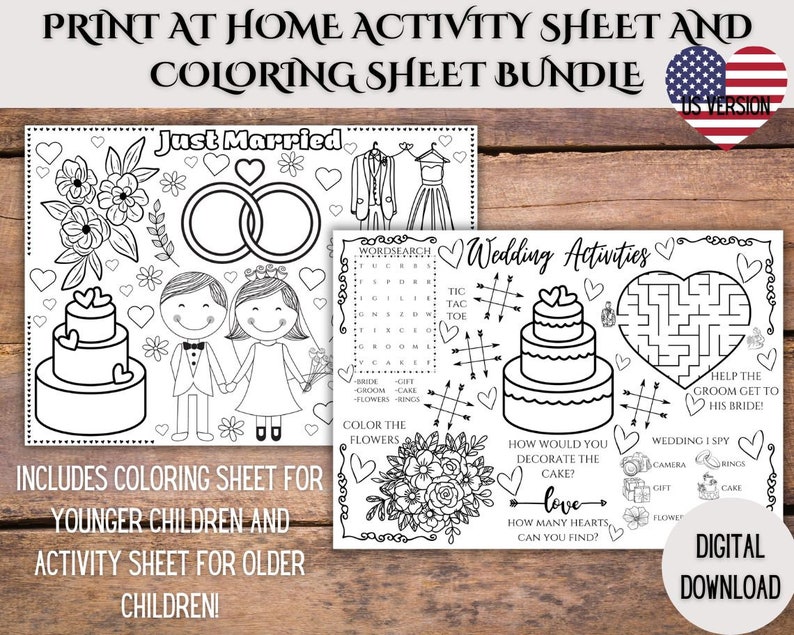 Kids Printable Wedding Activity Mat, Kids Wedding Placemat, Wedding ...