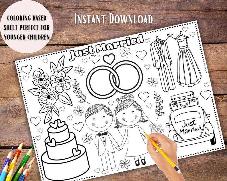 Kids Printable Wedding Activity Mat, Kids Wedding Placemat, Wedding ...