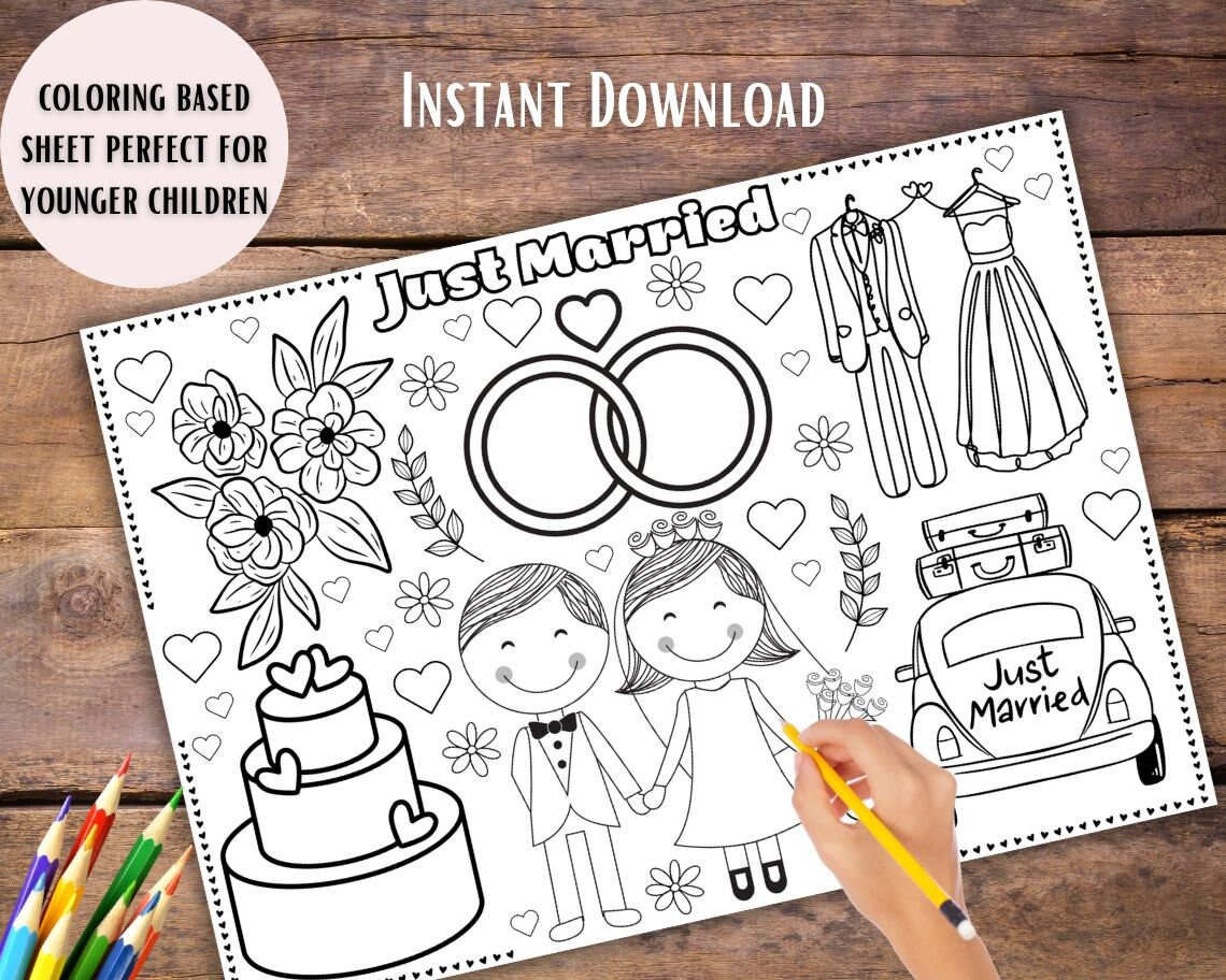 Kids Printable Wedding Activity Mat, Kids Wedding Placemat, Wedding ...