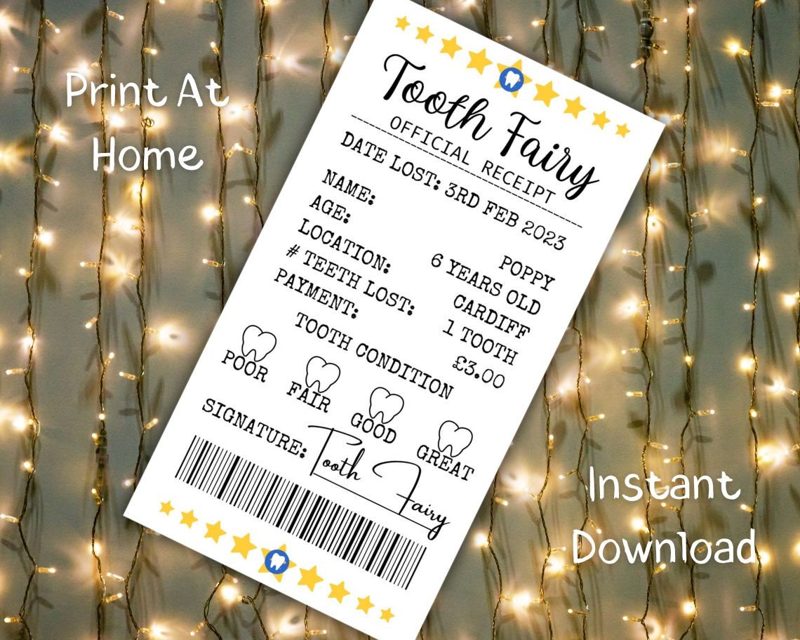 Tooth Fairy Keepsake Receipt, Editable Certificate, Instant Download ...