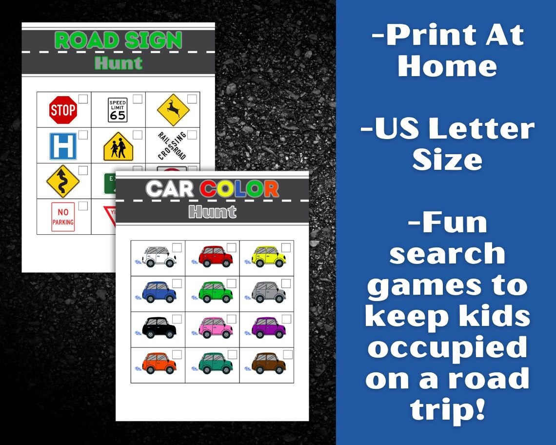 Road Trip Games Printable Car Trip Scavenger Hunt for Kids Car Journey ...