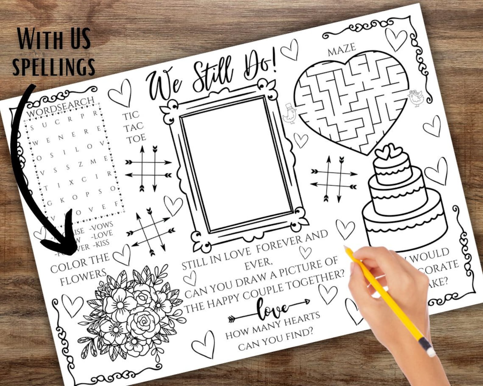 Kids Printable Wedding Vow Renewal Activity Mat, Kids Placemat Vows ...