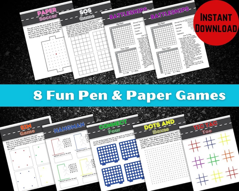 Road Trip Games Printable Car Trip Pen & Paper Games for Kids Car ...