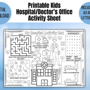 Printable Kids Hospital Activity Sheet Doctors Office Waiting Room ...