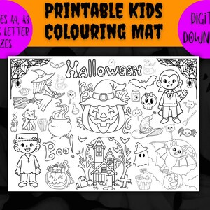 Kids Halloween Colouring Mat Printable Halloween Coloring Sheet for ...