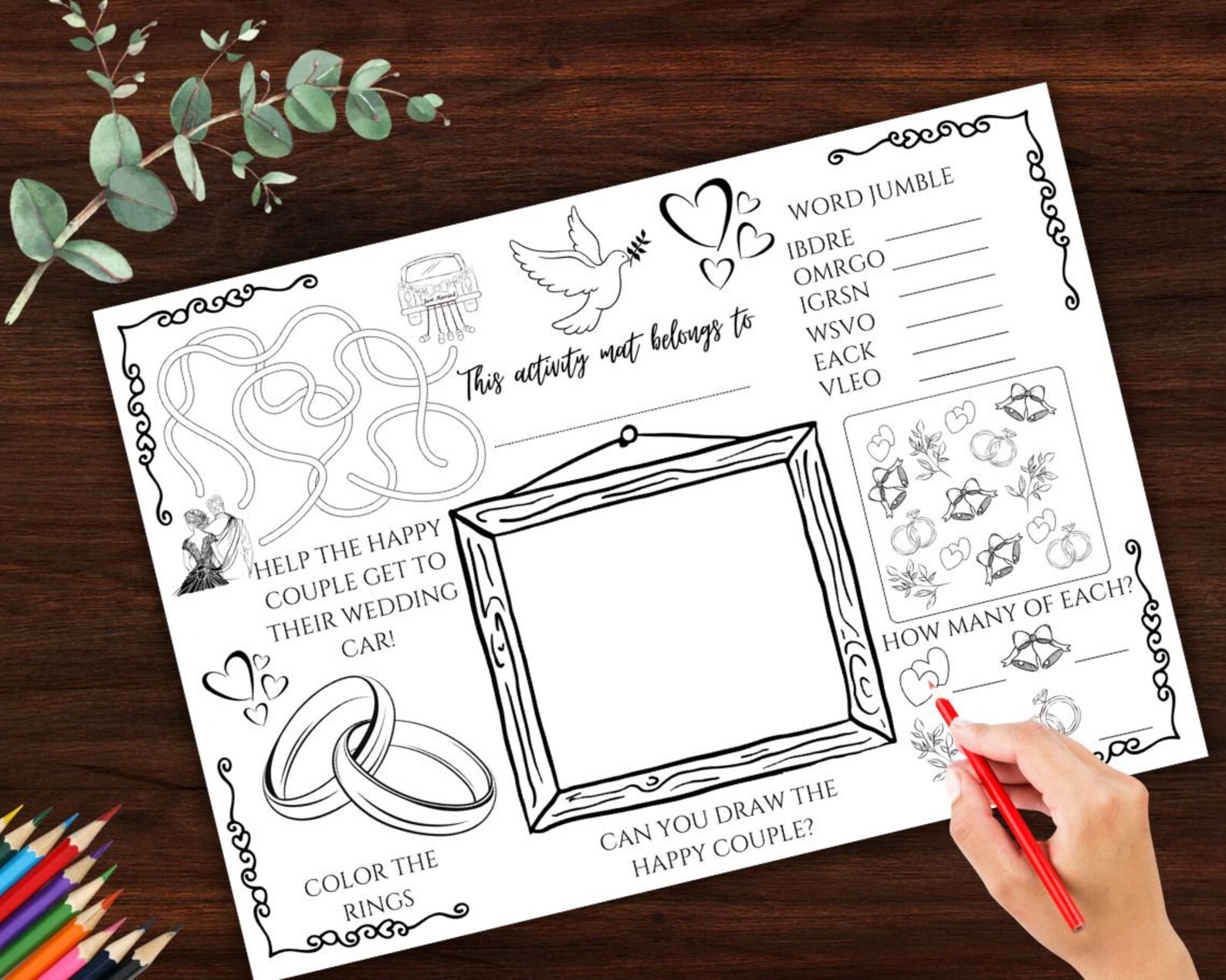 Kids Printable Wedding Activity Mat, Childrens Activity Wedding ...