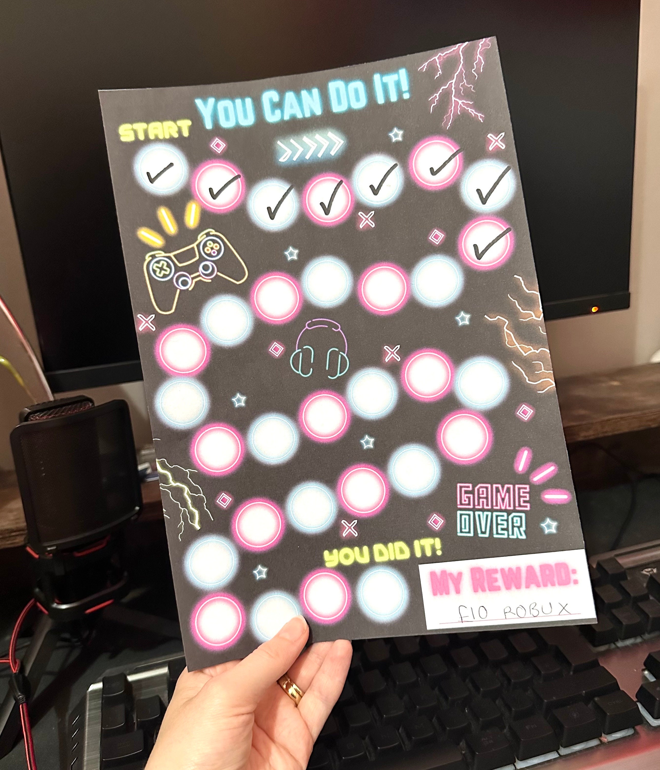 Gaming Reward Chart Printable Kids Good Behaviour Sticker Chart Gamer ...