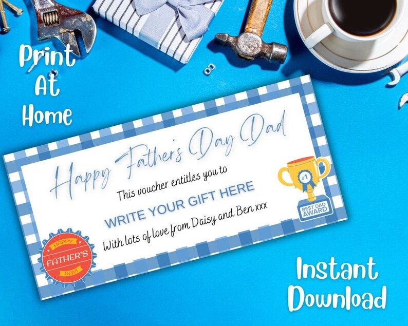 Editable Father's Day Voucher, Print at Home Dad Coupon, Printable ...