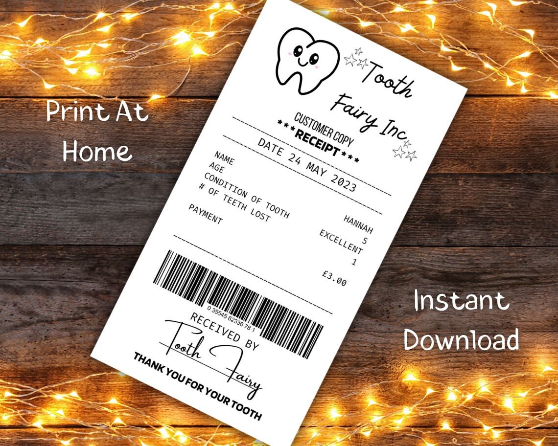 Tooth Fairy Receipt, Editable Certificate, Instant Download Printable ...