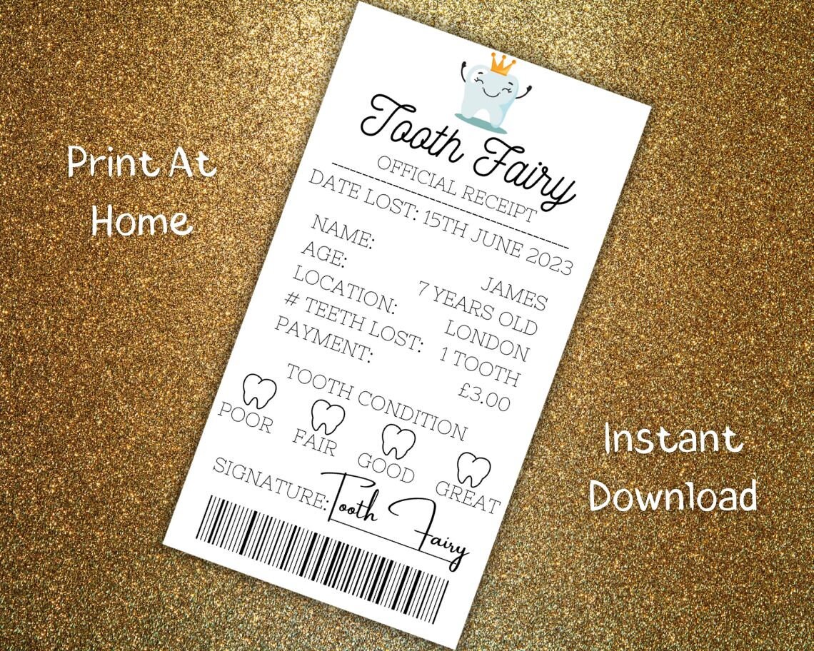 Tooth Fairy Letter and Receipt, Editable Certificate,instant Download ...