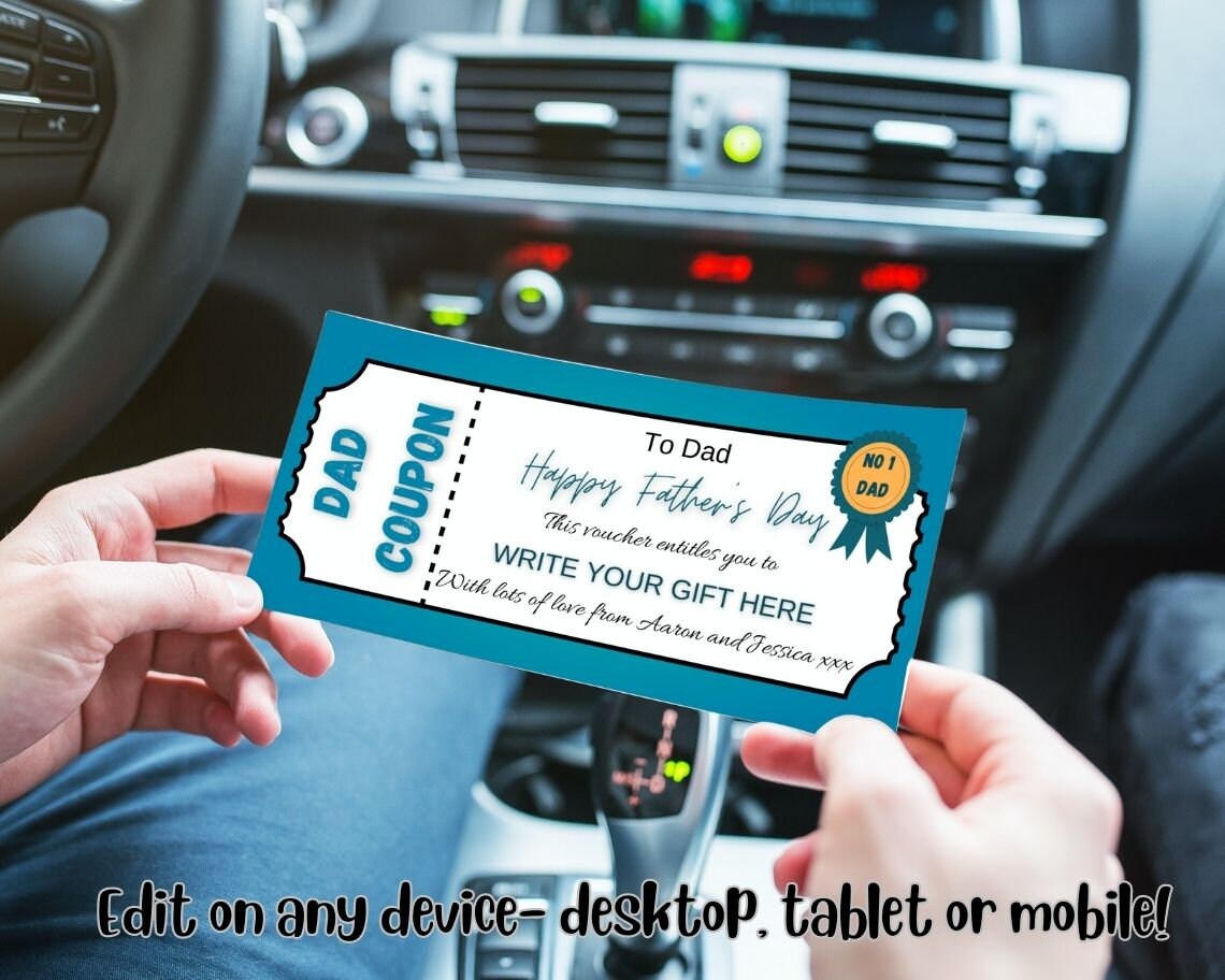 Editable Father's Day Voucher, Print at Home Dad Coupon, Printable ...