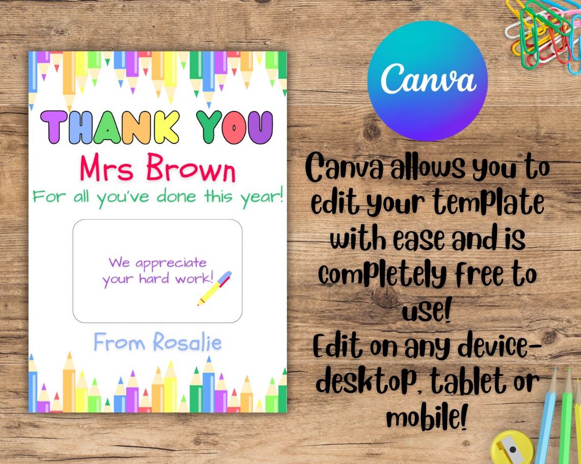 Editable Teacher Gift Card Holder, Printable Teacher Thank You Gift ...