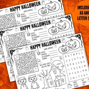 Kids Halloween Activity Mat Printable Halloween Puzzle Sheet for Kids ...