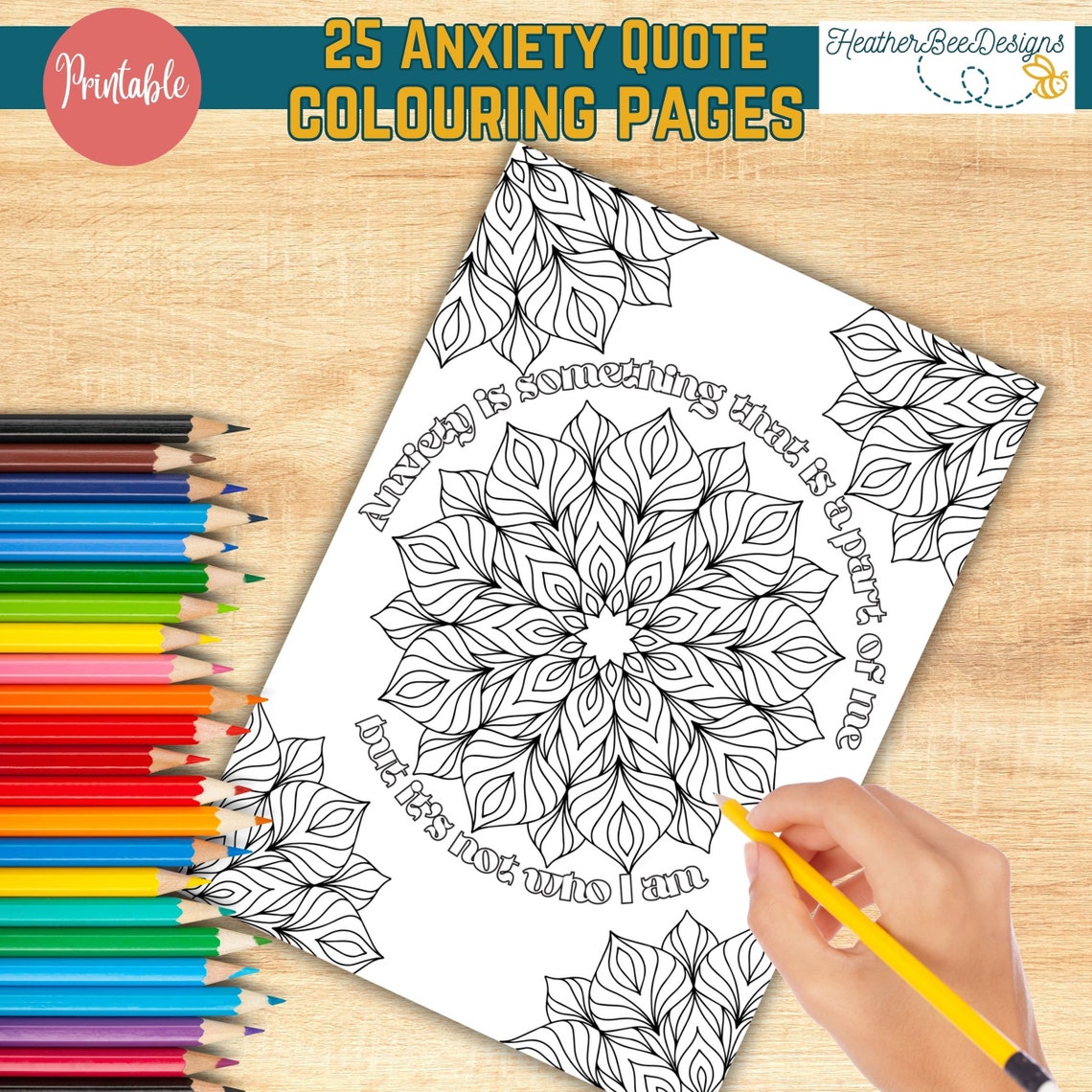 Anxiety Relief Colouring Pages for Adults, Mindfulness Quotes Colouring ...