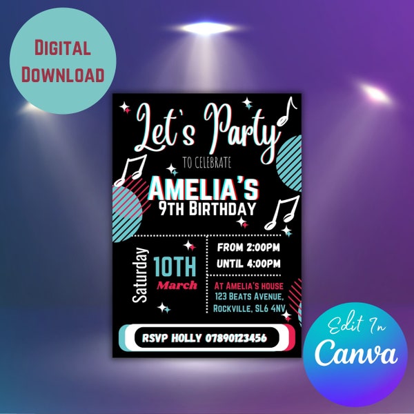 Tik Tok Invitation Template - Etsy