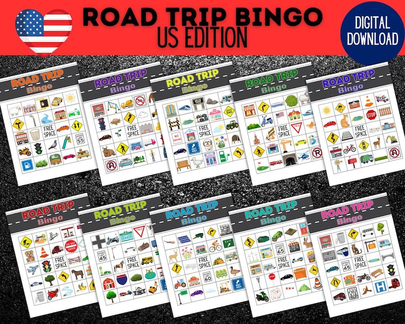 Road Trip Bingo Printable Car Trip Scavenger Hunt for Kids Car Journey ...