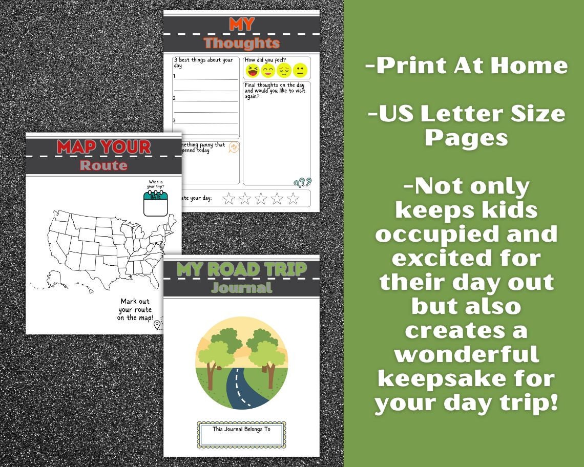 Kids Road Trip Journal Printable Kids Travel Journal Summer Road Trip ...