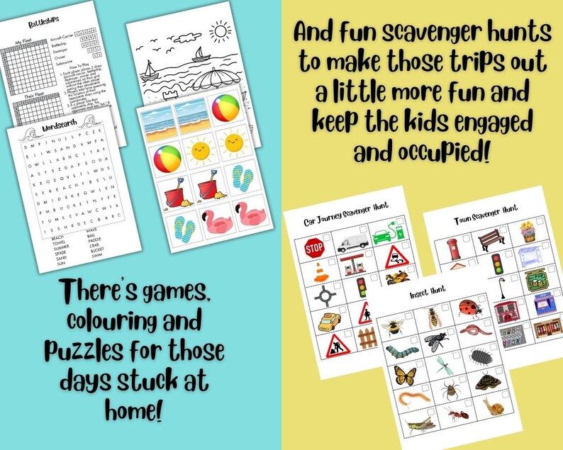 Kids Summer Activity Pack Printable Summer Holiday Colouring Puzzles ...