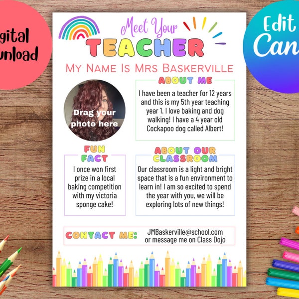 Introduction of New Teacher Template - Etsy