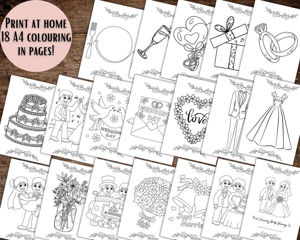 Kids Printable Wedding Colouring Book, Kids Wedding Activity Booklet ...