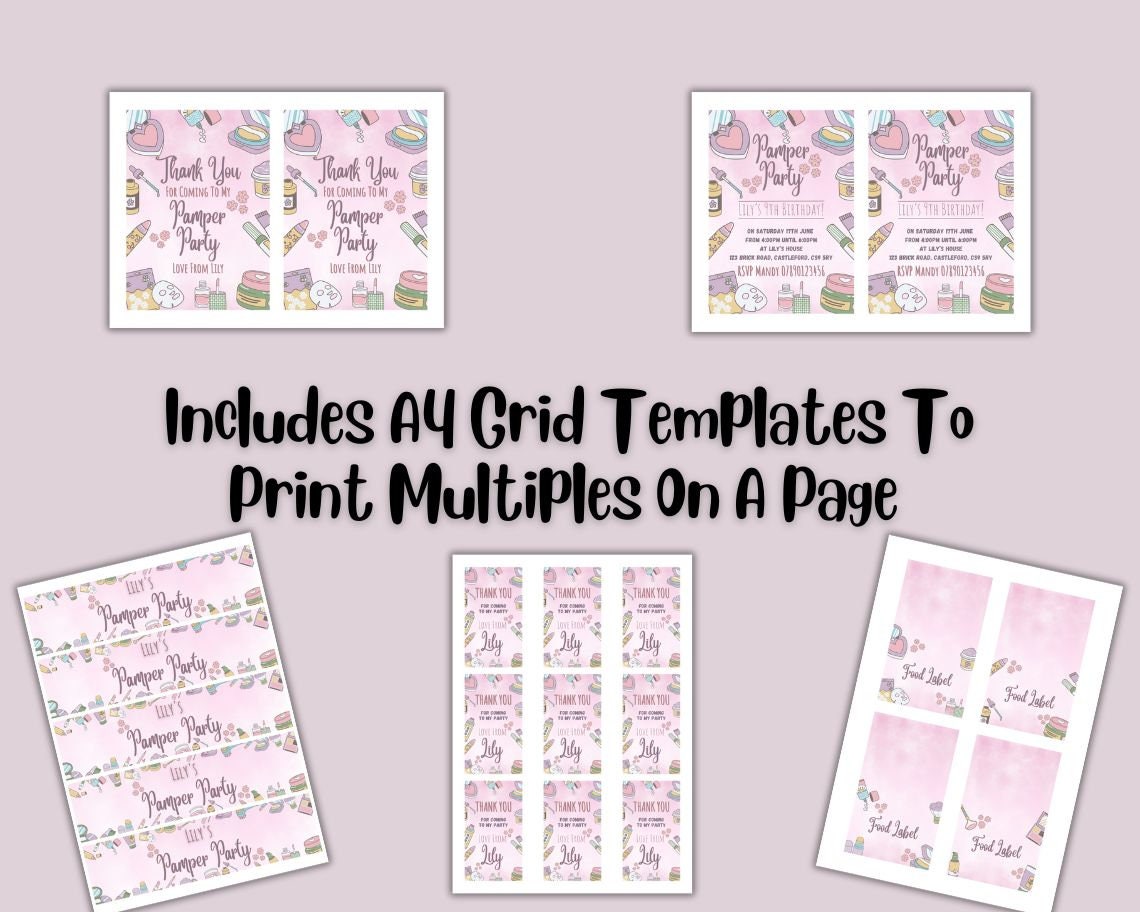 Printable Pamper Party Bundle, Editable Pamper Party Decorations Set ...