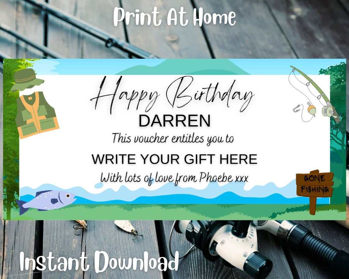 Editable Fishing Gift Voucher Template, Dad Birthday Gift Voucher ...