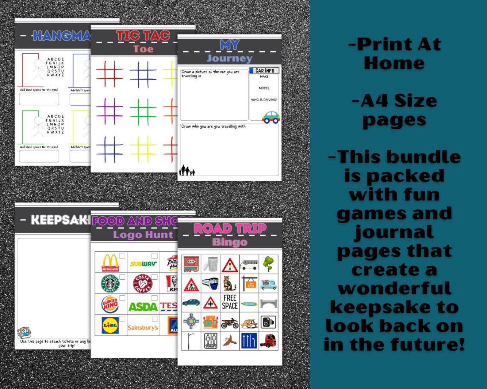Kids Road Trip Bundle Printable Kids Travel Bingo Journal Summer ...