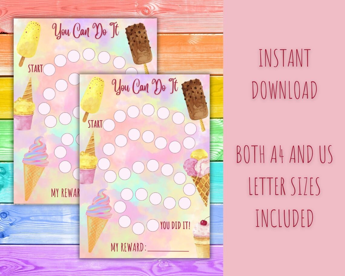 Ice Cream Reward Chart Summer Printable Kids Good Behaviour Sticker ...