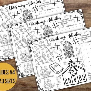 Kids Printable Christening Activity Mat, Kids Christening Placemat ...