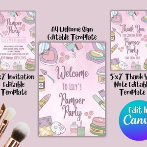 Printable Pamper Party Bundle, Editable Pamper Party Decorations Set ...