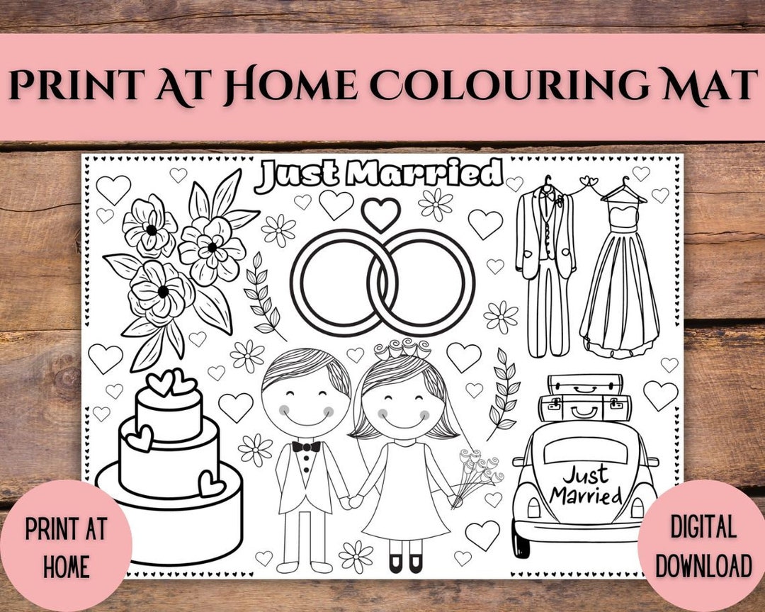 Kids Printable Wedding Colouring, Kids Wedding Placemat Younger ...