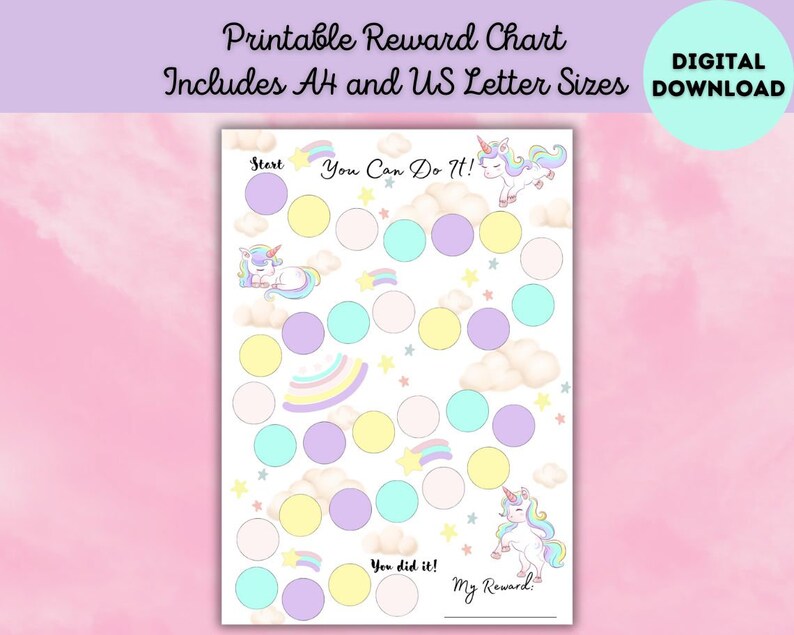 Unicorn Reward Chart Printable Kids Good Behaviour Sticker Chart ...